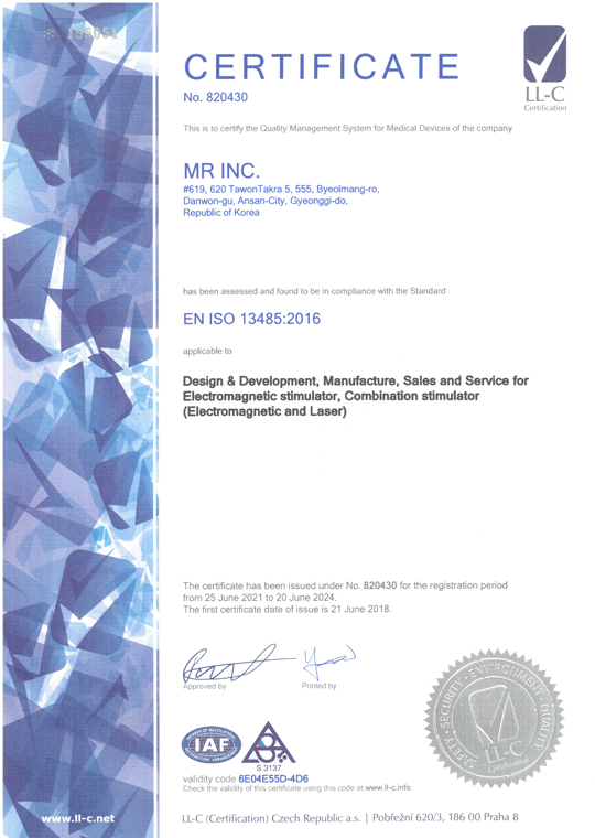 Certificates | MR INC.